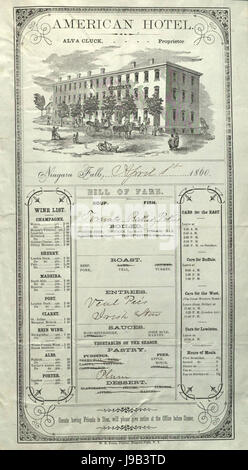 Old Food Menu American Hotel 1862 Stock Photo - Alamy