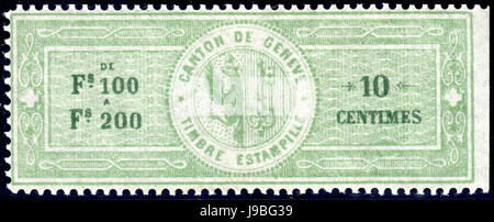 Switzerland Geneva 1887 revenue A5 10c - 55F Stock Photo - Alamy