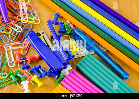 bright school belonging, office commodities Stock Photo - Alamy