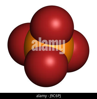 Phosphate anion, chemical structure. 3D rendering. Atoms are ...