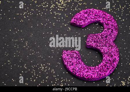 Number three purple color over a purple background. Anniversary ...