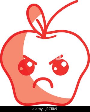 silhouette kawaii nice angry apple fruit Stock Vector Image & Art - Alamy