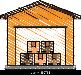 color image cartoon storage cellar with multiple package Stock Vector ...