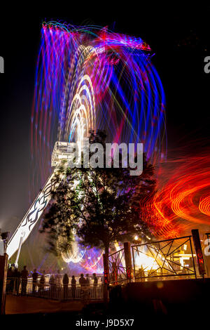 The light trace from the 'Air' ride at St Giles fair, Oxford. This has ...