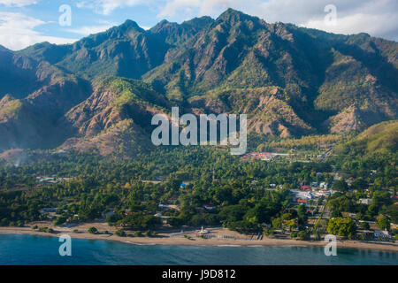 Aerial of the costal exclave Oecusse (Oecussi), East Timor, Southeast ...