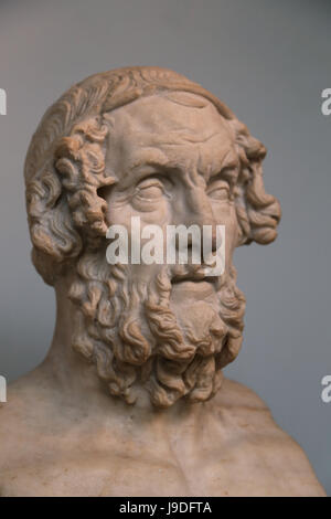 Portrait of Homer Roman Sculpture From a 200 BC Hellenistic original ...