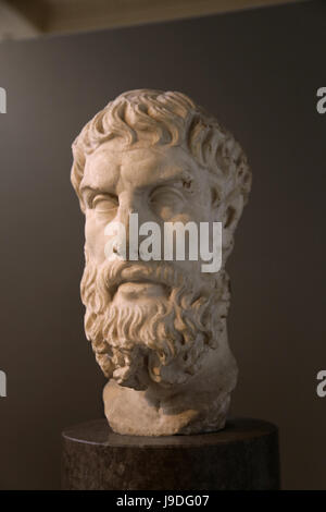 Marble Bust Of Epicurus The British Museum London UK Stock Photo - Alamy