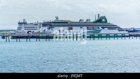 Ferries awaiting departure at the docks in Holyhead on Anglesey Stock ...