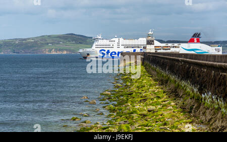 The Stenaline ferry passing the Holyhead breakwater before heading for ...