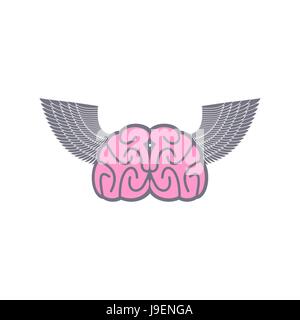 Flying brain with wings vector logo design template. Free mind logo ...