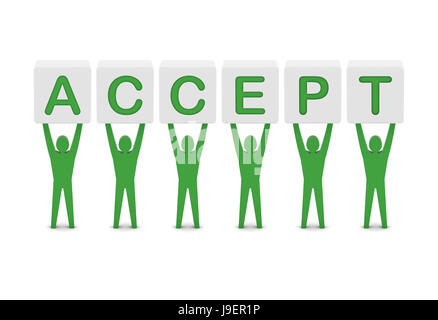 Men holding the word yes. Concept 3D illustration Stock Photo - Alamy