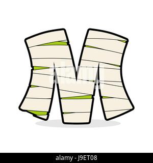 Mummy font. Alphabet in bandages. Monster zombie Letters of Latin ...