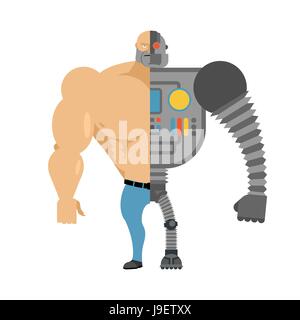 Cyborg- half human, half robot. Body of man. Legs Cyber mechanical ...