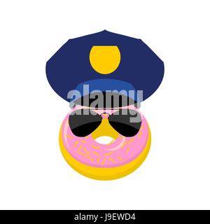 Police officer, policeman with tasty donut. Cartoon character cop ...