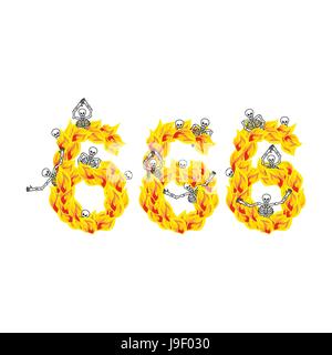 666 number of devil. Fire numeric. Skeletons in inferno. Sinners in ...
