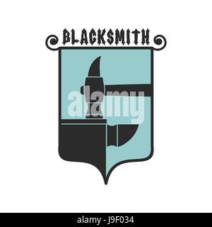 Forge, blacksmith logo or label. Blacksmithing set of emblems isolated ...