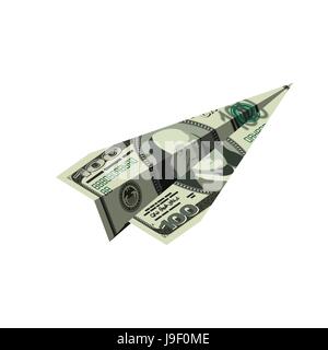 Aircraft dollars. Money banknote paper airplane. Financial illustration ...