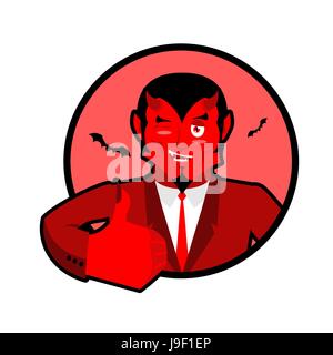 Horns hand, satan sign finger up gesture. Vector isolated on white ...