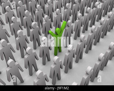 Unique person in crowd. Concept 3D illustration Stock Photo - Alamy