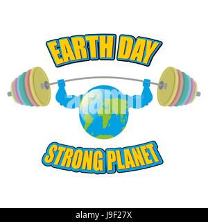 Strong Earth. Planet bodybuilder with huge muscles. Vector illustration ...
