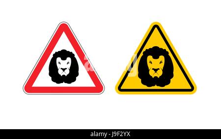 Lion warning danger signs /sign for visitors and car passengers ...