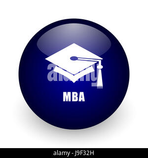 MBA icon. Internet button on blue background Stock Photo - Alamy