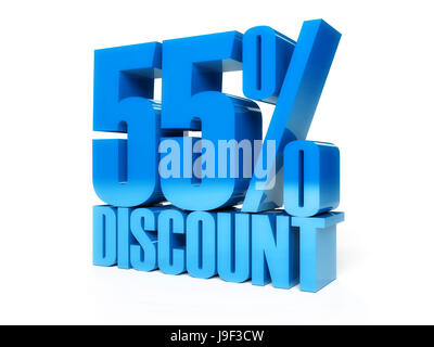55% off discount. Offer sale. 3D illustration isolated on white ...