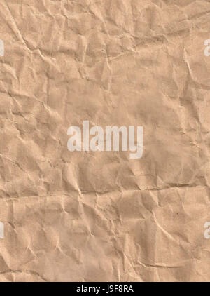 Brown crumpled rectangle sheet of paper with torn edge isolated on ...