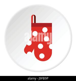 Red kitchen glove with white dots icon, flat style Stock Vector Image ...