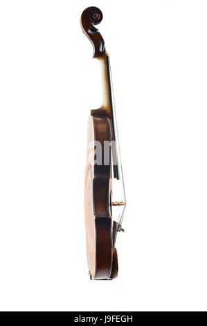 one violin image .old brown stringed wooden instrument isolated on the ...