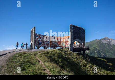 Georgia, Gudauri, Russian and Gorgia friendship Monument, Caucasus ...