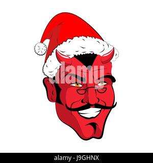 Krampus Satan Santa. Claus red demon with horns. Christmas monster for ...