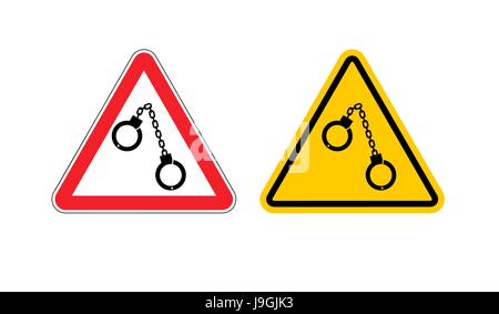 Attention prison. Caution jail. Red road sign. Warning Criminals Stock ...