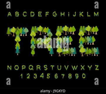Tree lettering. Letters from Forest. Nature typography Stock Vector ...