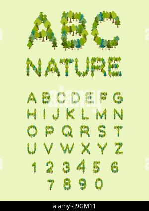 Tree lettering. Letters from Forest. Nature typography Stock Vector ...
