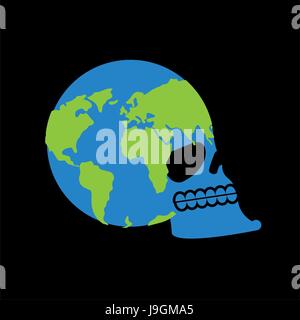 Earth skull. head of skeleton is planet. Continents and Oceans. global ...