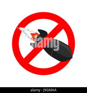 Stop bombing, no bomb sign, symbol against war, vector illustration ...