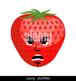 Angry strawberry. Evil berry isolated. fruit Vector illustration Stock ...