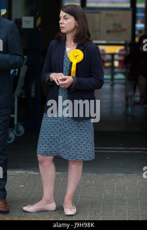 Liberal Democrat candidate Sarah Olney smiles after winning the ...