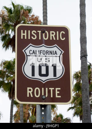Old road sign for 101 Freeway and Hollywood on the outskirts of Los ...