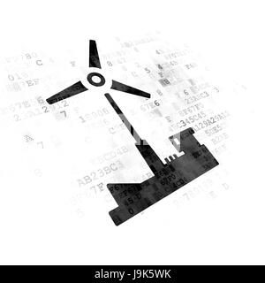 Industry concept: Windmill on Digital Data Paper background Stock Photo ...