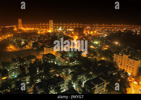 aerial view by night of buildings at worli, bombay, mumbai, maharashtra ...