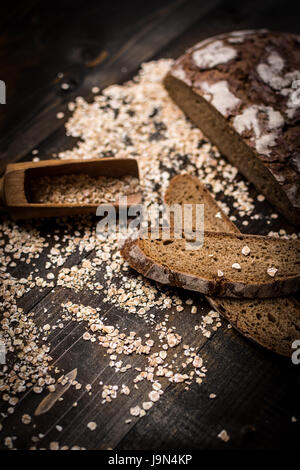 Whole wheat organic rye dark bread with pumpkin seeds, dried fruit ...