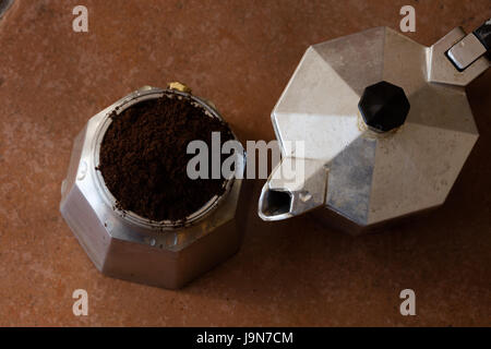 Neapolitan coffeepot in a top view image Stock Photo - Alamy