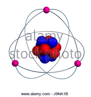 3d model of the nucleus of an atom with protons and neutrons Stock ...