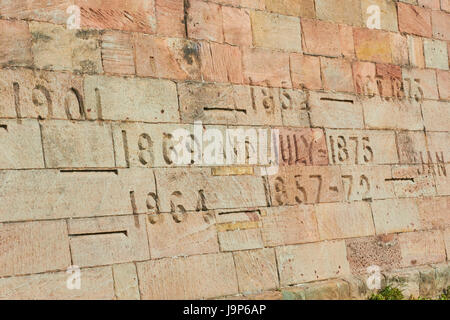 Flood level markings (feet above ordnance datum), next to river Trent ...