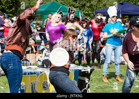 The women's team, Honey Pies, in the middle of a custard pie fight ...