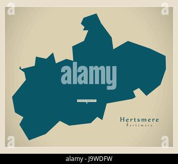 Hertsmere district map - England UK Stock Vector Image & Art - Alamy