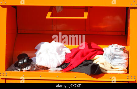 Old clothes collection, Container Stock Photo - Alamy