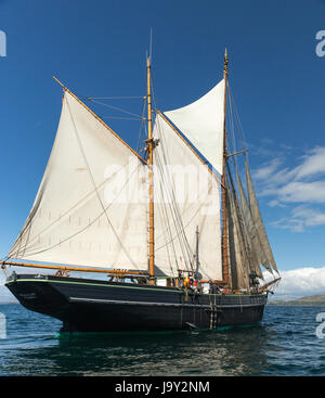 Twin masted sailing ship off the island of Kerrera, Oban, Scotland ...